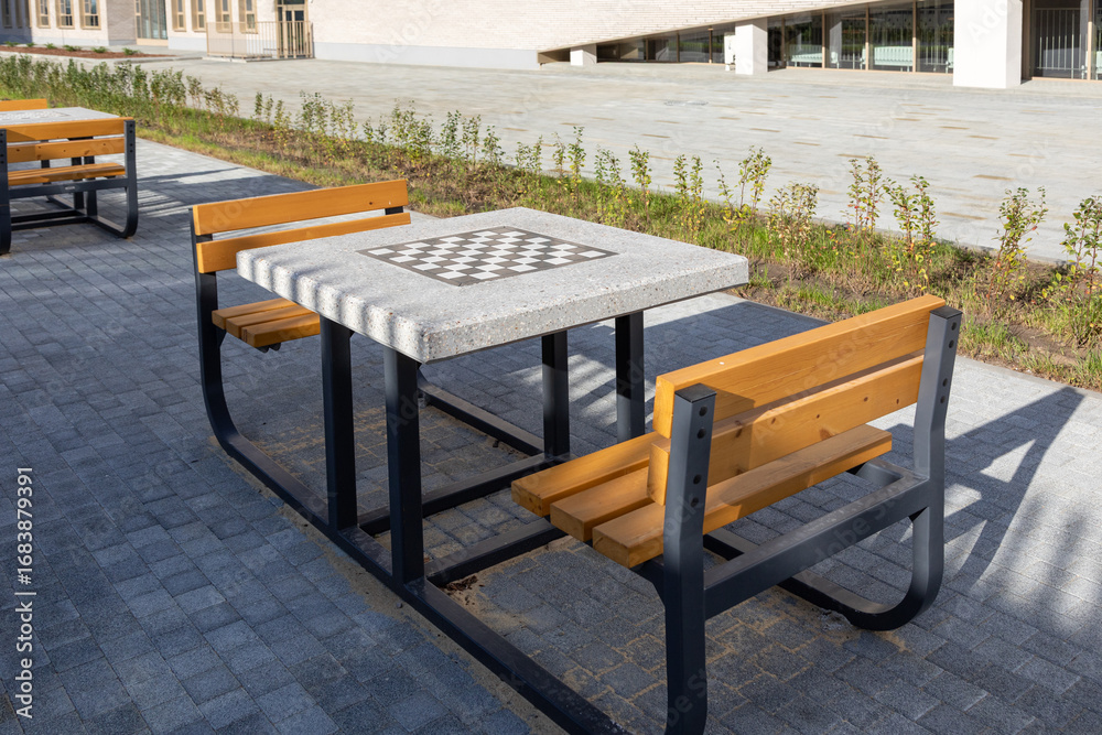 Chess Table With Benches Functional Urban Furniture For Public