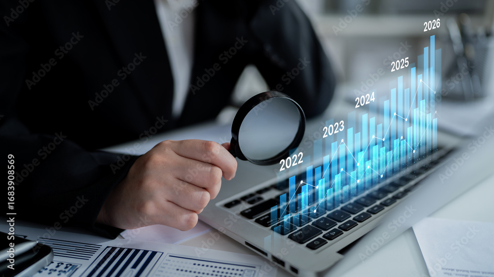 Business Bar Chart And Line Graph Showing Yearly Business Growth From