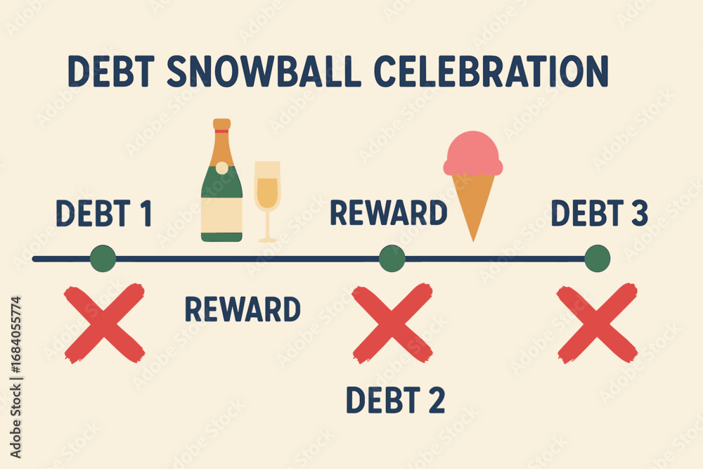 Debt Snowball Celebration. Horizontal layout of debt snowball ...