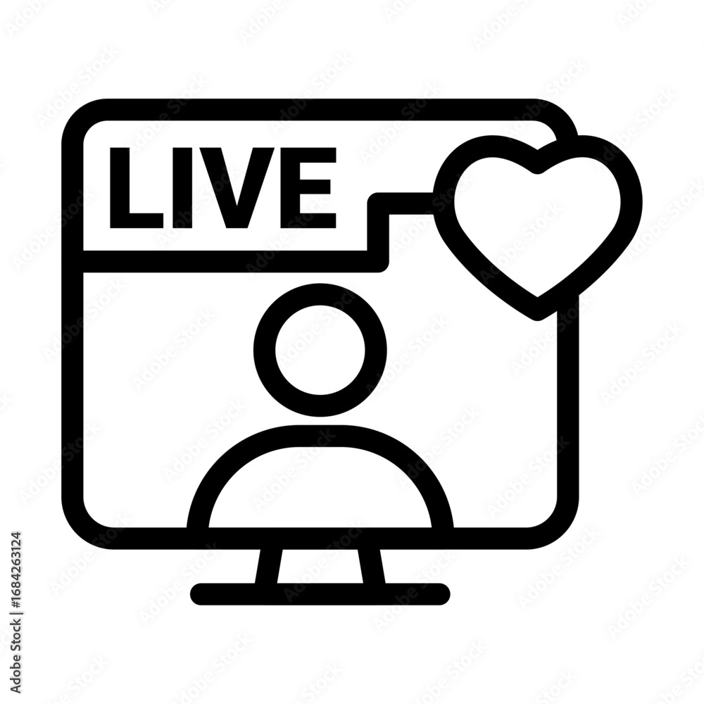 Live Stream with Engagement Line Icon of Livestream Setup & Overlays ...