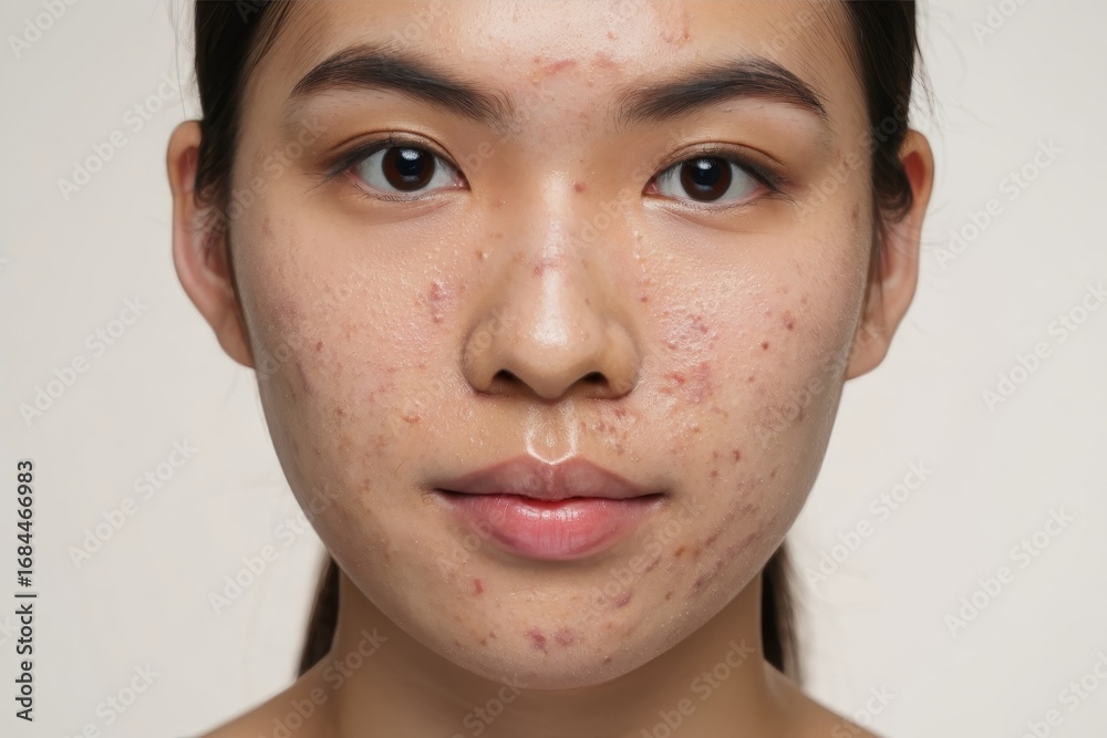 Acne treatment asian woman skincare routine facial blemishes skin ...