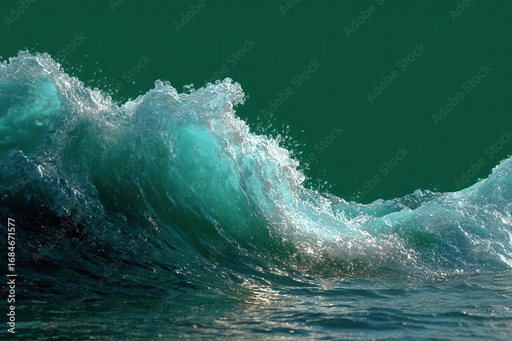 Ocean wave in motion captured on green screen background showcasing the ...