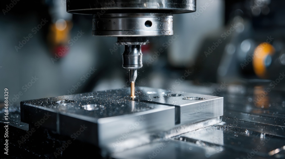 Ultra quality image of detailed shot of a CNC machine in action ...