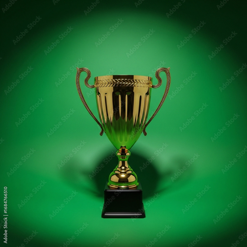 Shiny Golden Trophy with Handles on a Green Screen Background with ...