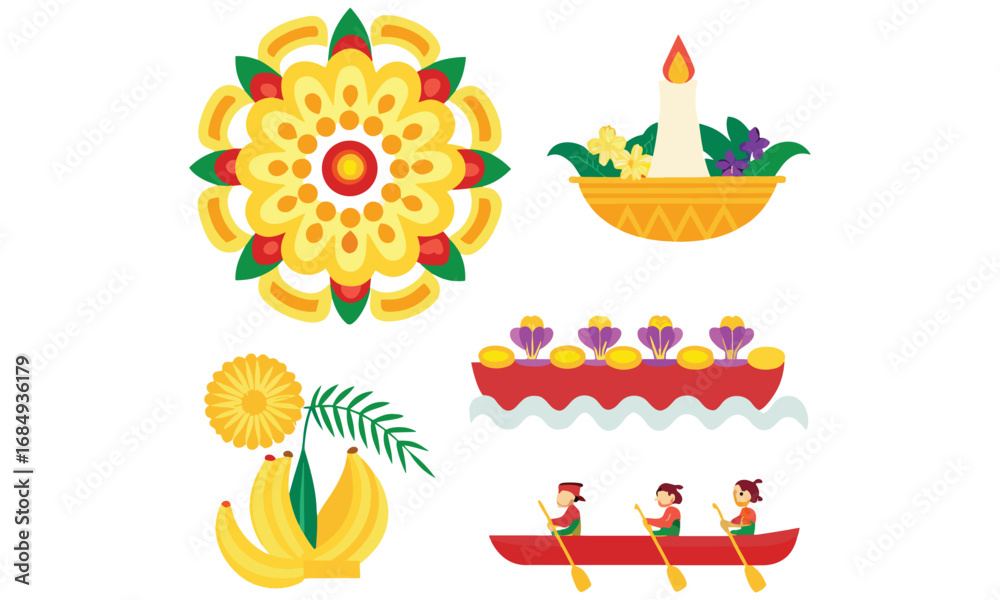 Happy Onam 2025 | Kerala Onam Festival Icons, Symbols, Wishes ...