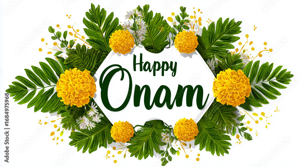 Stock-Illustration „Happy Onam floral circular border frame made of ...