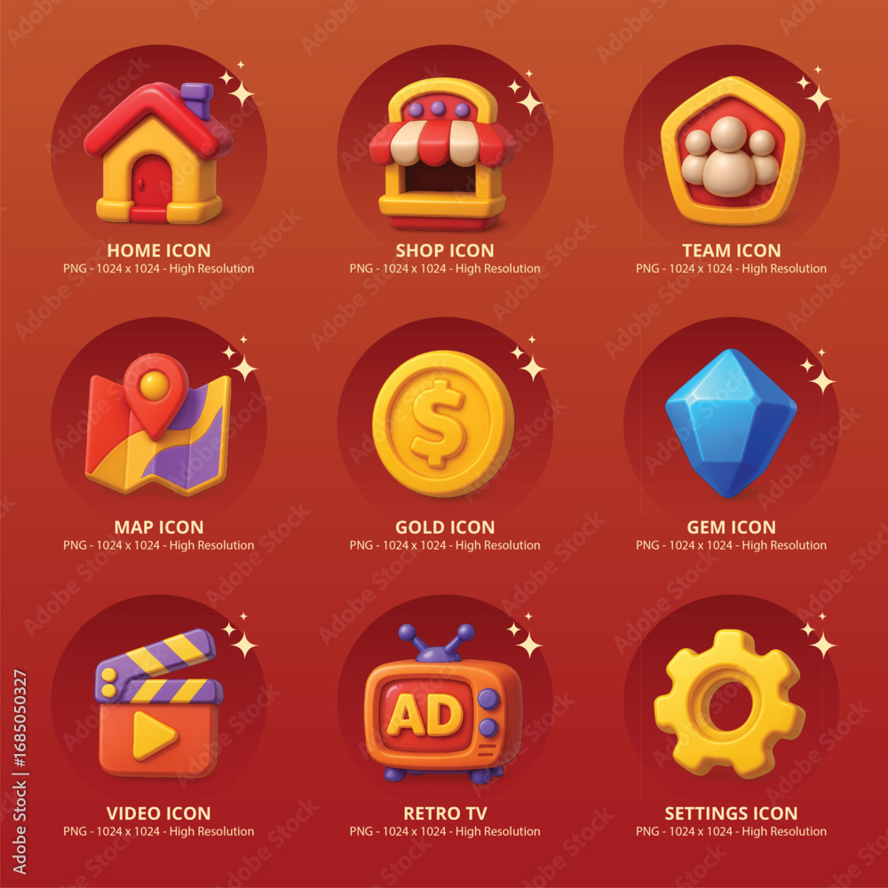 2D & 3D Game UI Icon Pack | Mobile App, Web, and E-Commerce Asset ...