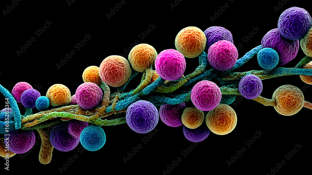 Candida fungi, generative ai illustration showing budding yeast cells ...