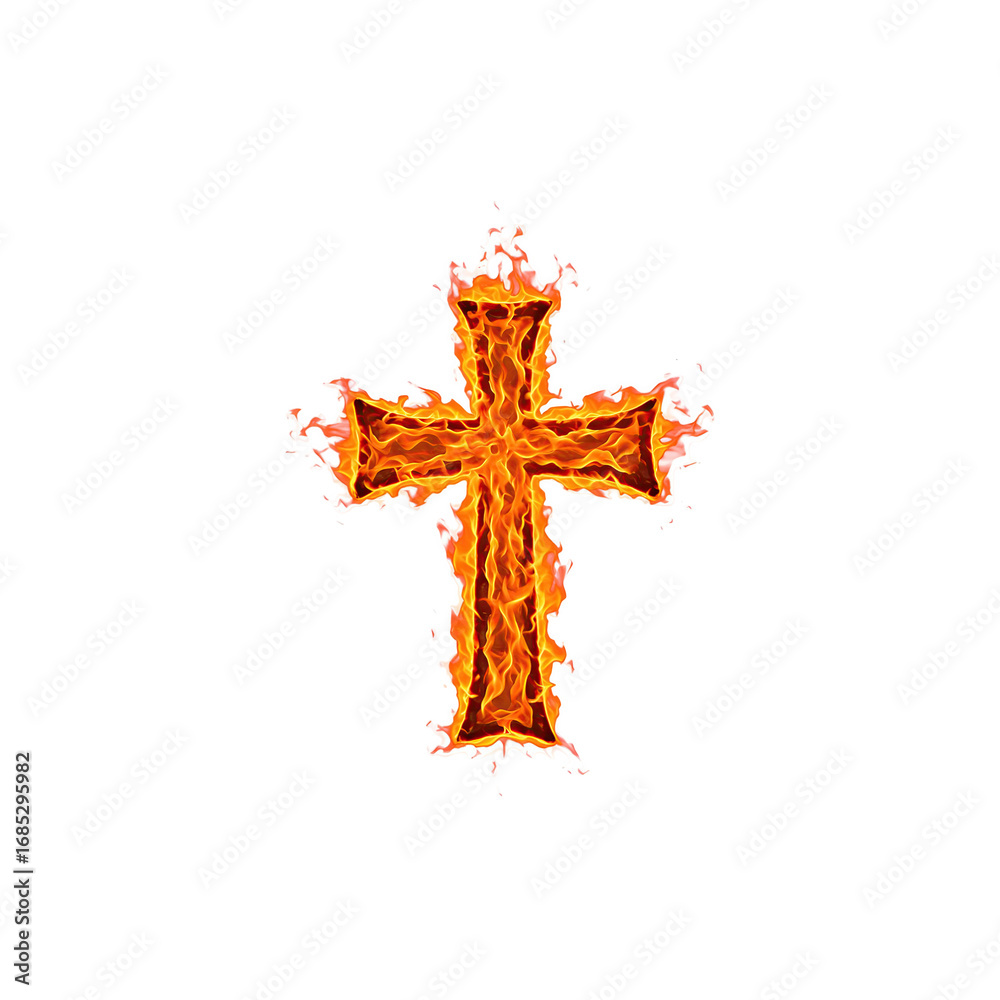 Burning Fiery Cross Symbol for Horror Movie, Halloween Haunted House ...