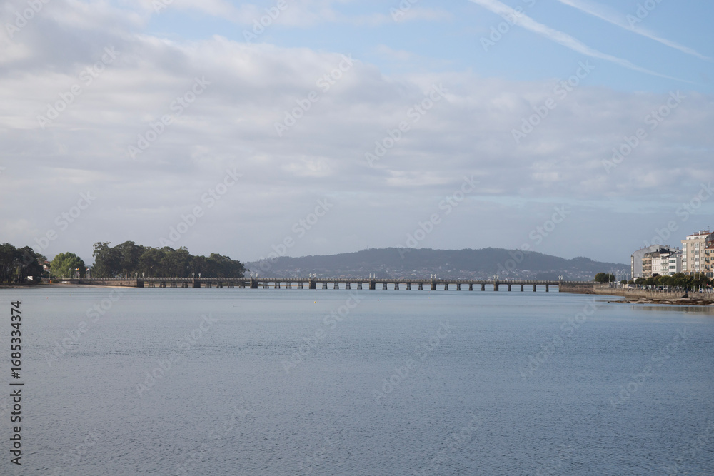 O grove, Spain; 1st September 2025: Bridge that connects the town of O ...