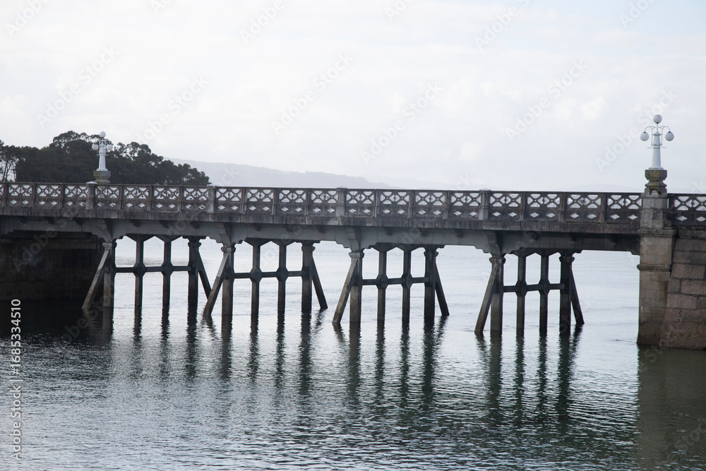 O grove, Spain; 1st September 2025: Bridge that connects the town of O ...
