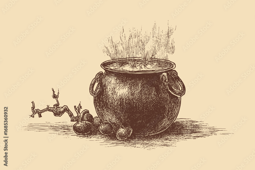 Vector de Stock Halloween witch cauldron drawing. You can use this ...