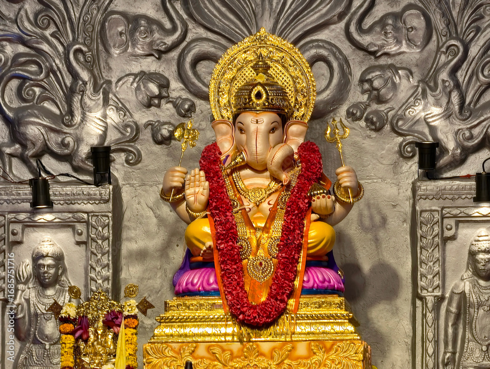 27 August 2025, Pune, Maharashtra, India, Beautiful sculpture of Lord ...