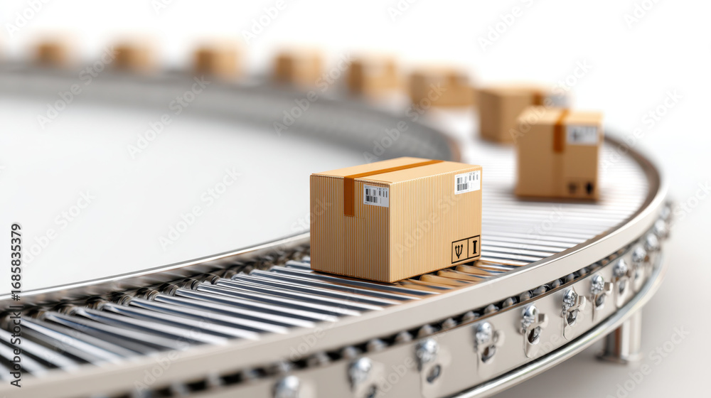 Streamlined package handling process warehouse 3d animation industrial ...