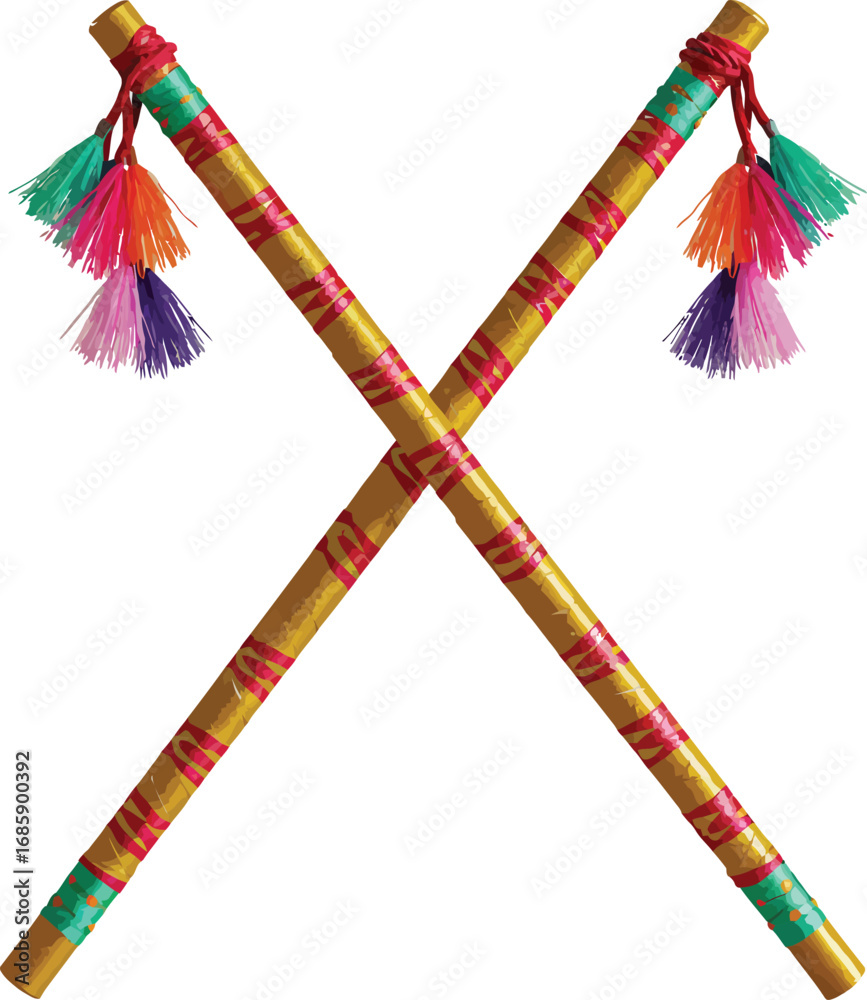 Authentic and beautifully decorated Dandiya sticks with colorful ...