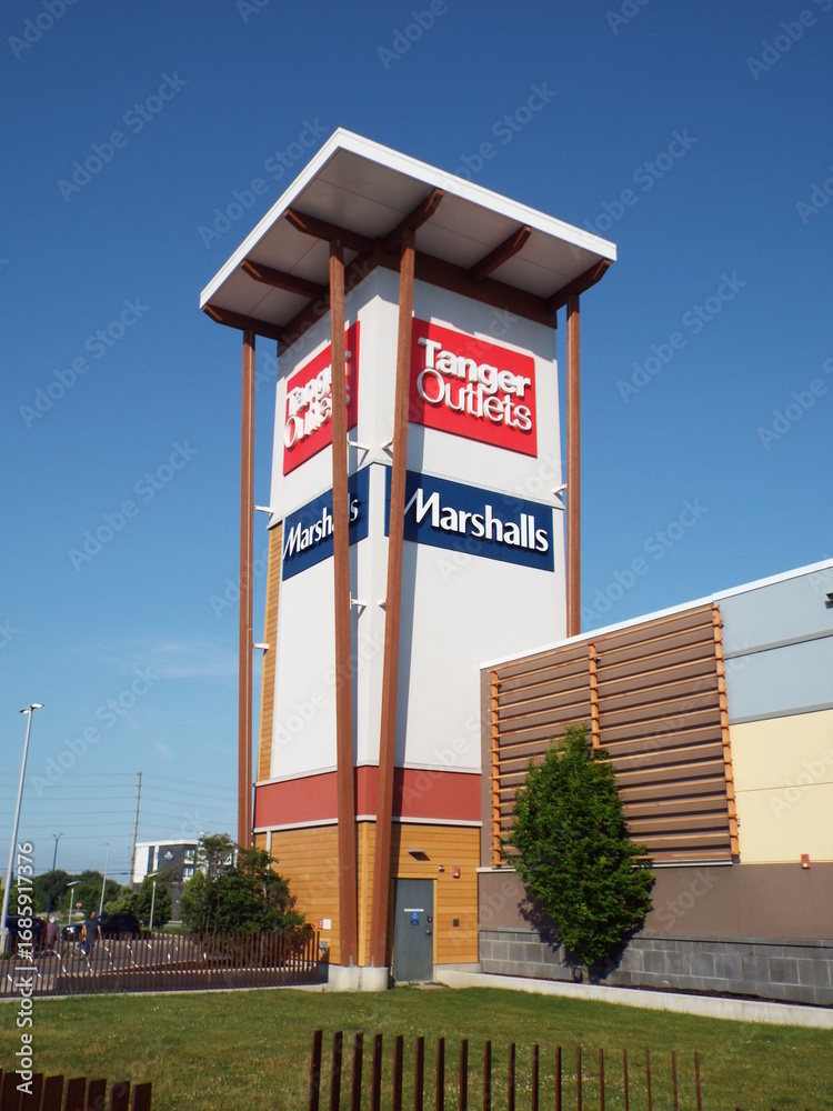 Kanata, ON, Canada, June 15, 2025: A tall, architectural sign tower for ...