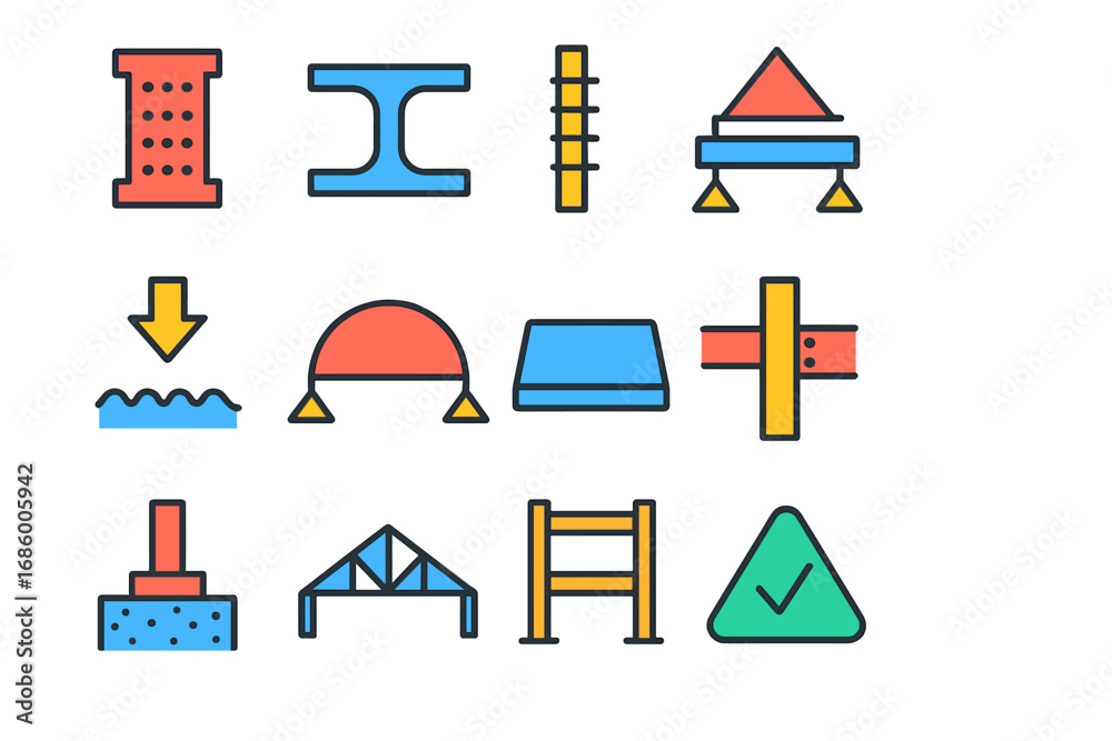Structural Engineering Icons. Flat vector icons of structural ...