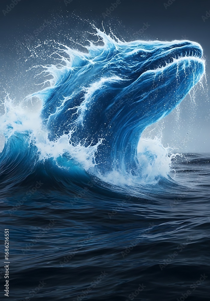 Surreal aquatic vision: Enormous water leviathan erupts from stormy ...