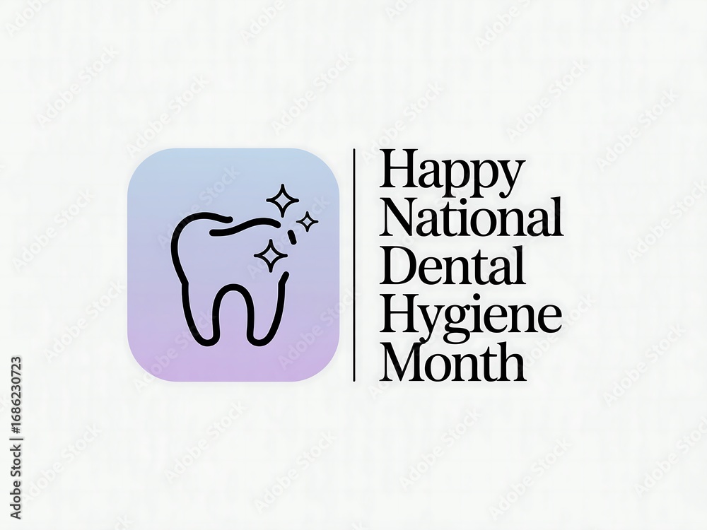 Celebrate happy national dental hygiene month with a sparkly tooth icon ...