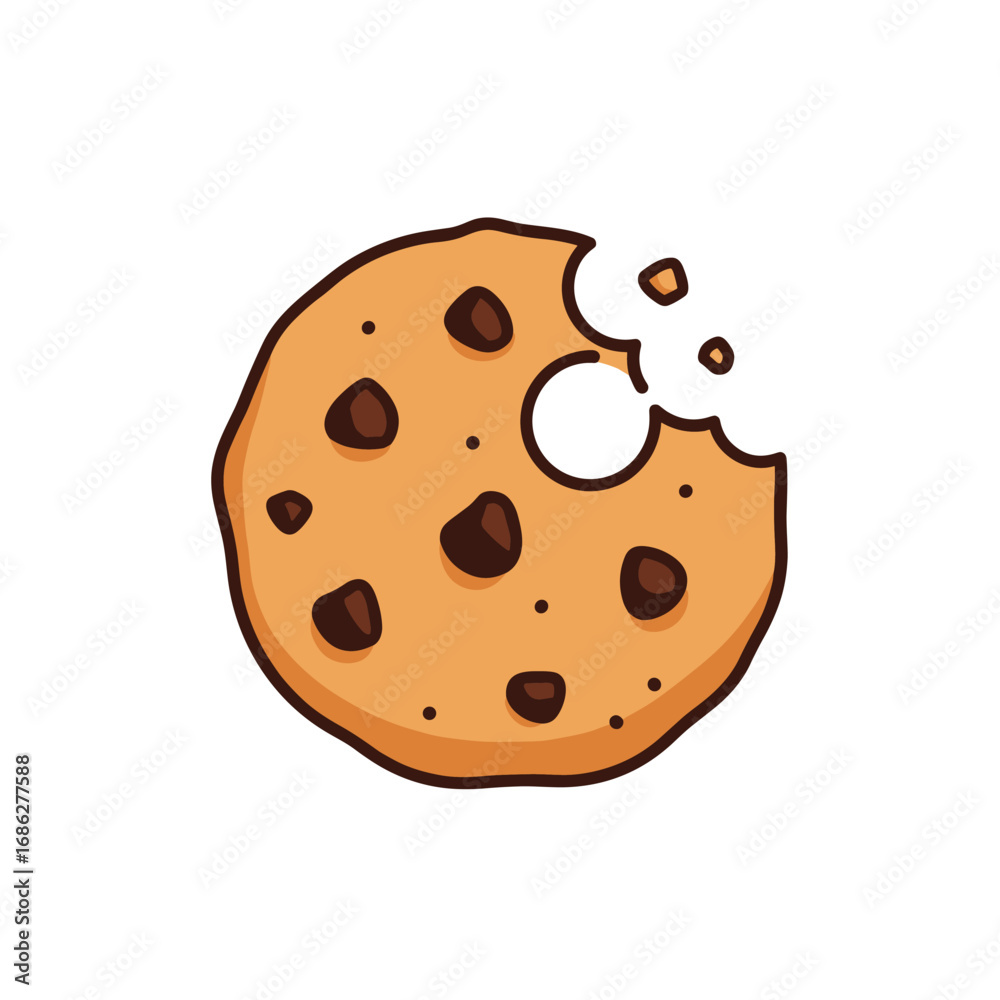 Delicious chocolate chip cookie with a bite taken out, perfect for food ...
