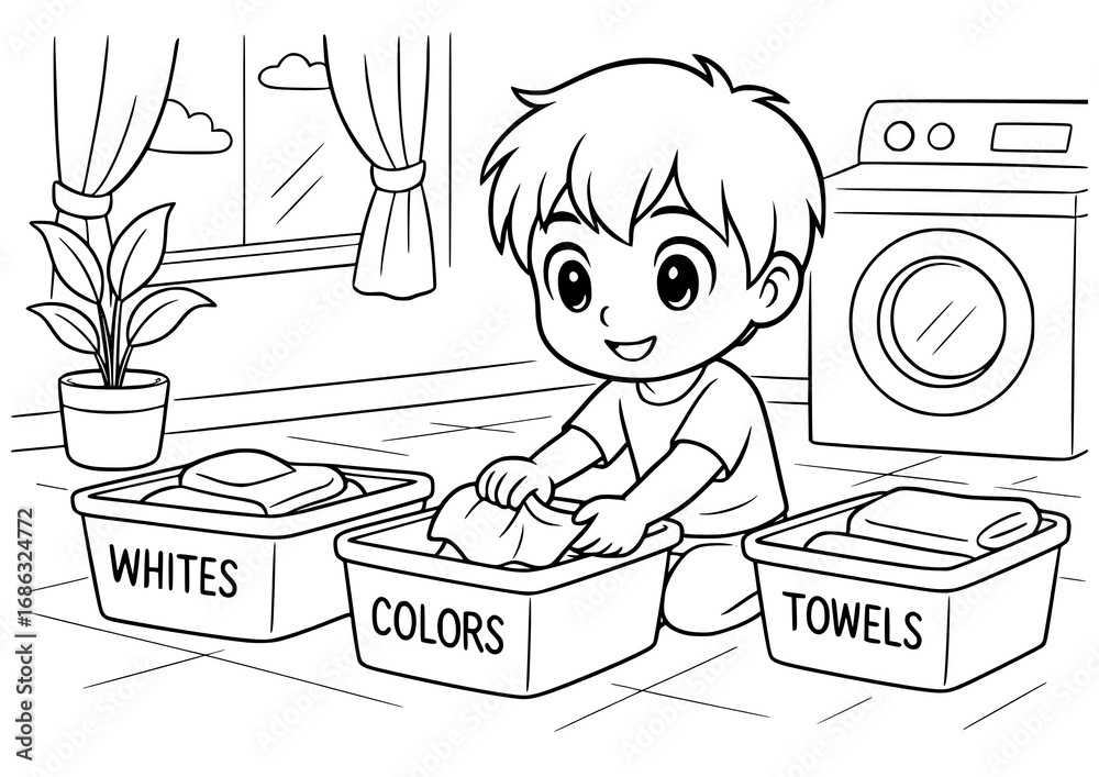 Stock-Illustration „Household chores coloring pages for kids! Fun daily ...