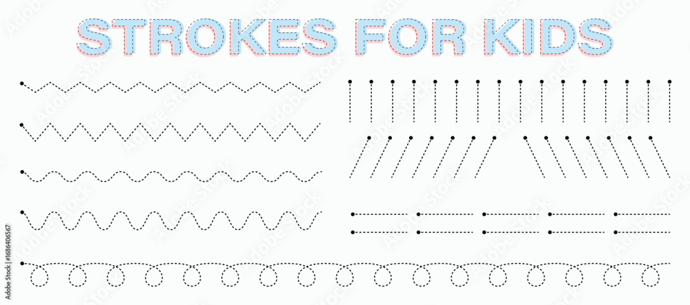 Strokes for kids, preschool handwriting practice lines, tracing ...