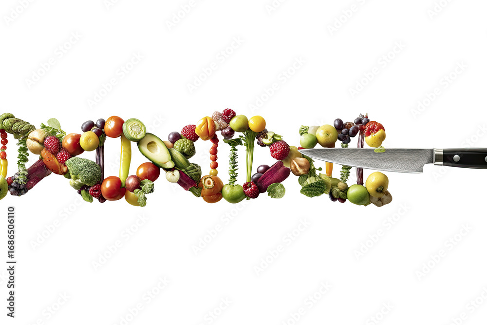 Illustration Stock DNA double helix formed from various fruits and ...