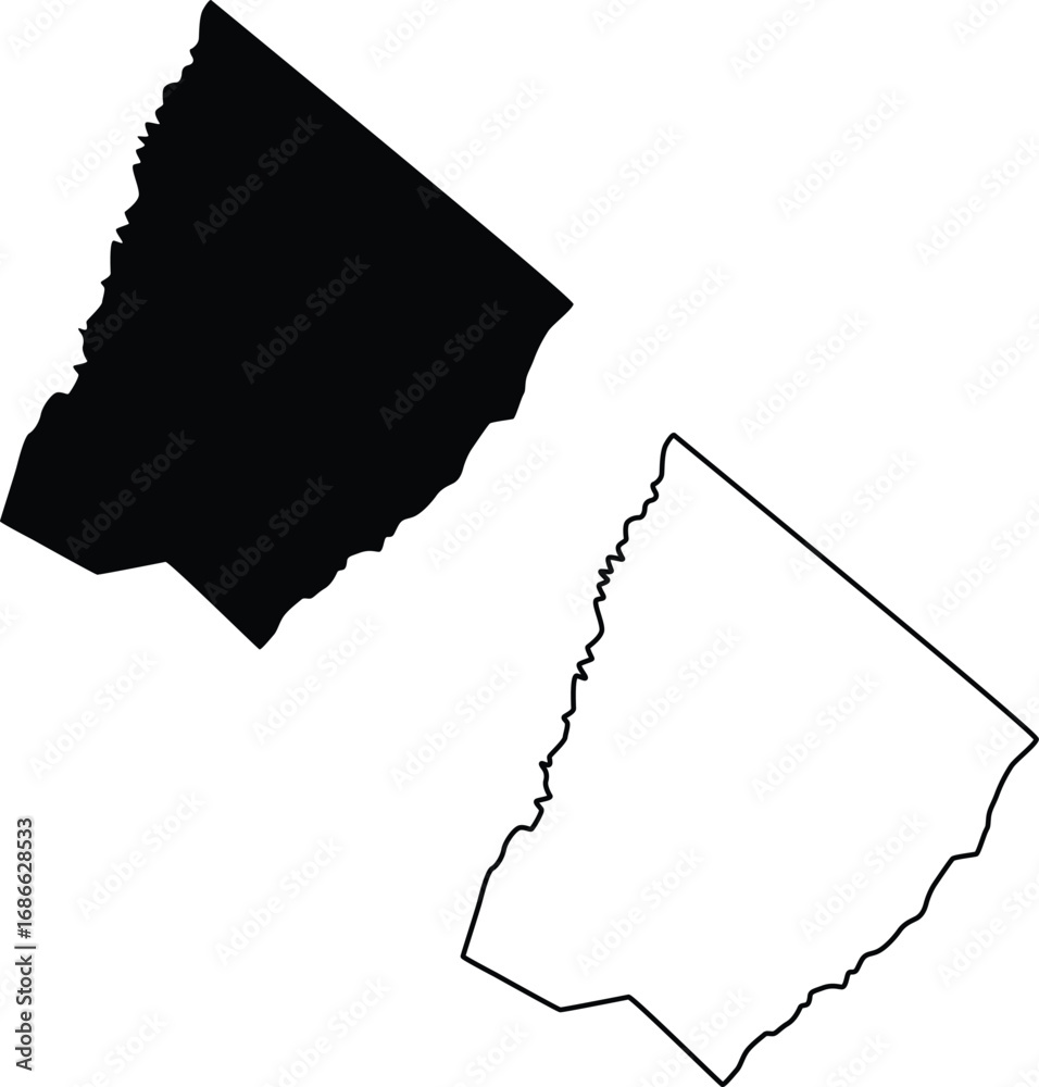 Map of Clarke County Virginia USA Silhouette Flat and Outline Design ...