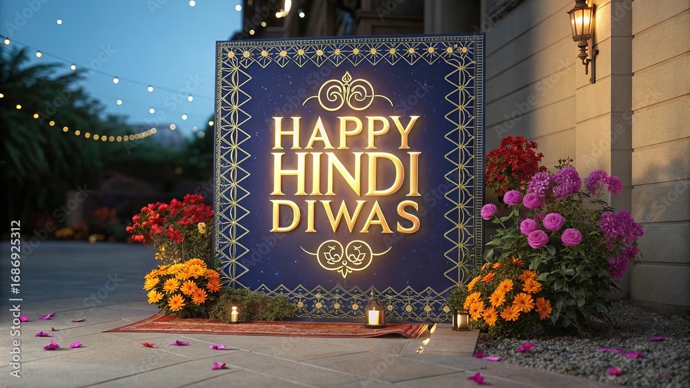 Hindi Diwas poster featuring bold festive lettering and design. Stock ...
