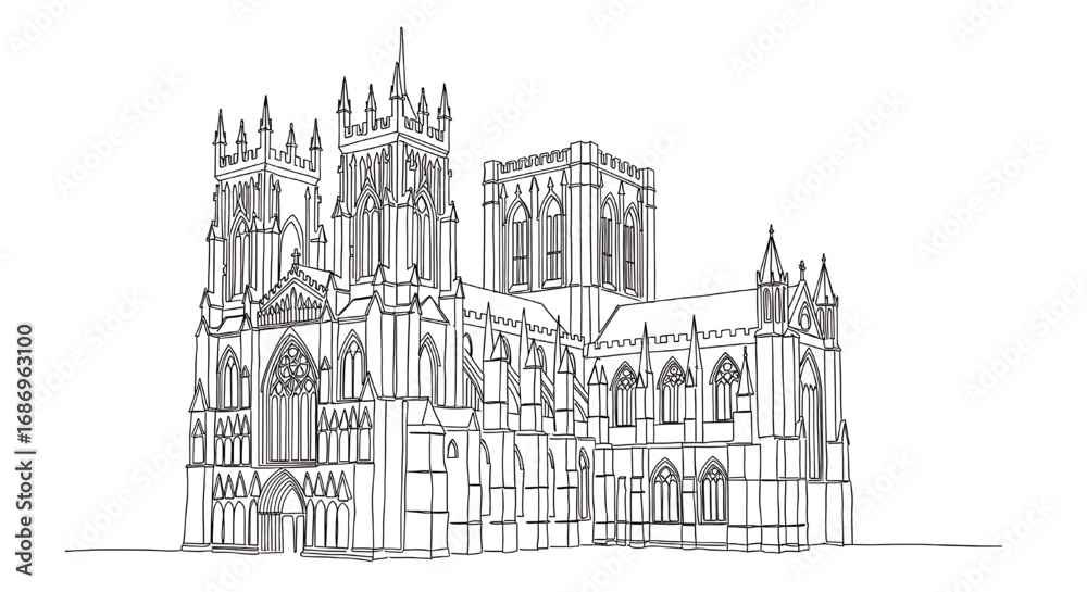 Stock-Vektorgrafik „Simple one-line drawing of York Minster in York ...