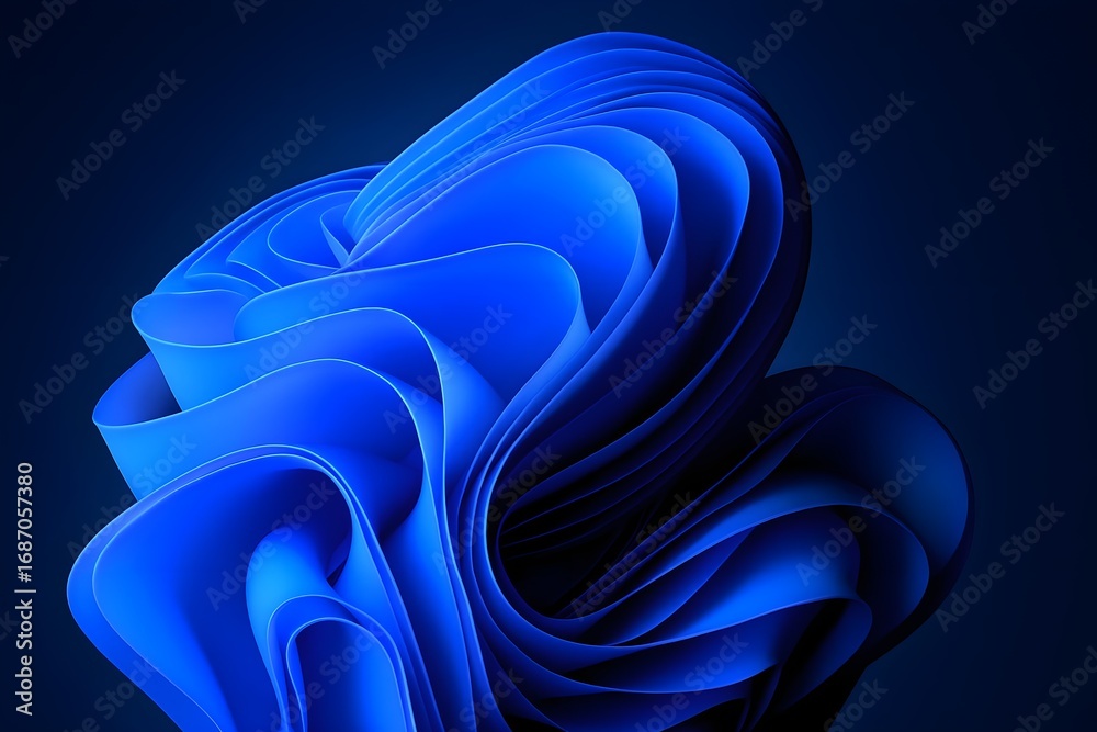 Windows 11 Wallpaper: Fluid 3D shape in vibrant blue color with wavy ...