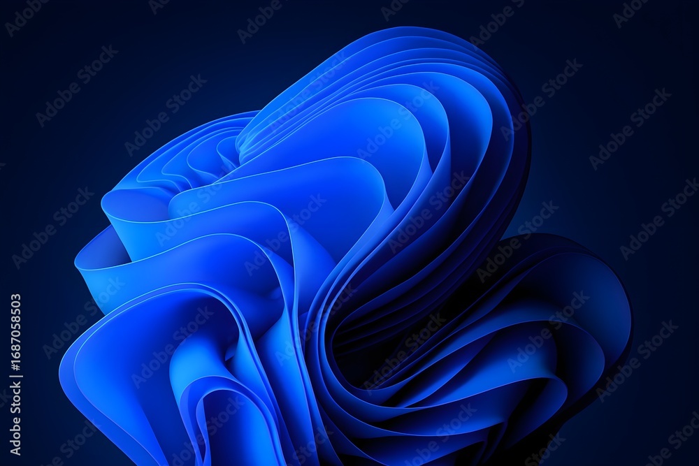 Windows 11 Wallpaper: Abstract blue fabric folds with fluid form and ...