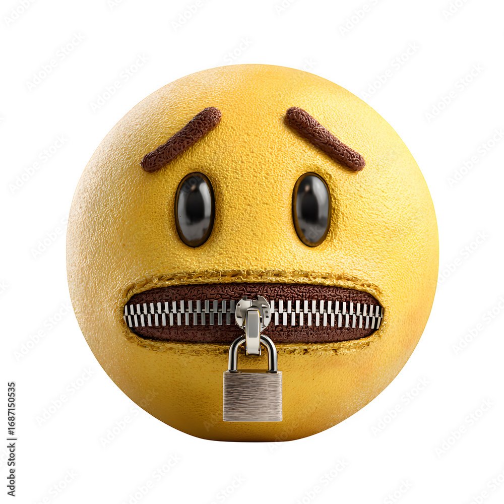 zip mouth with locked face emoji on transparent background isolated PNG ...
