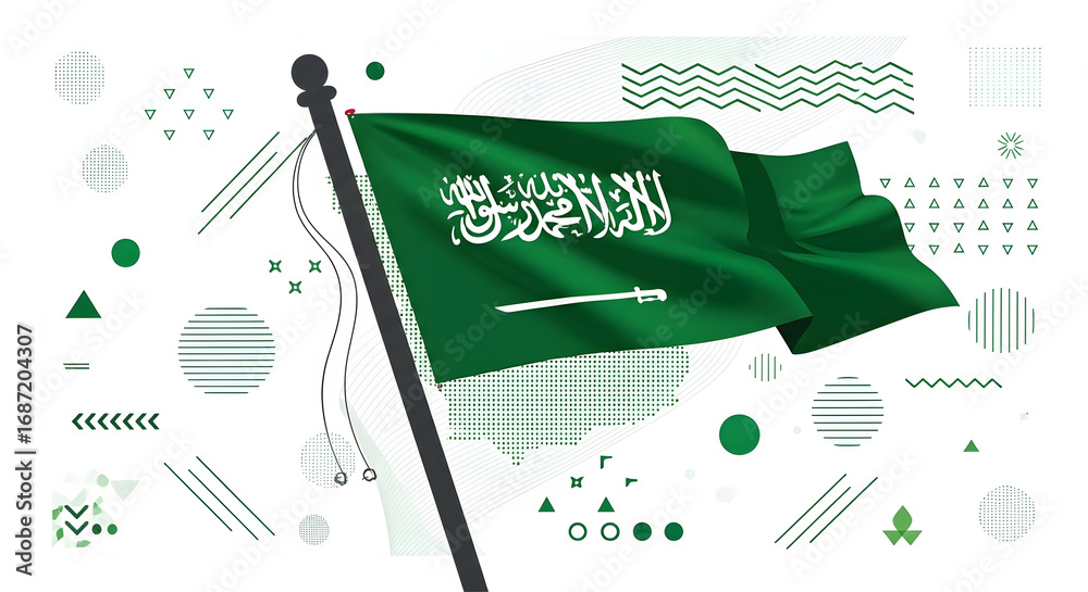 Saudi Arabia Flag A Vibrant Symbol of National and celebrate Saudi ...