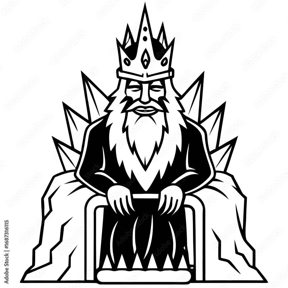 Ice King on a Frozen Throne, a Fantasy Mascot Vector Illustration Stock ...