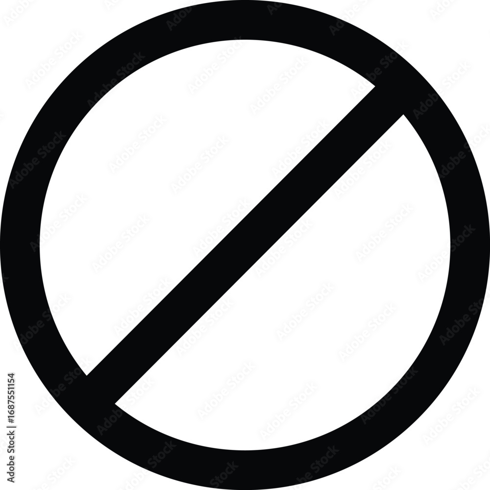 Prohibition Symbol Silhouette Vector – No Entry Warning Sign, Stop or ...