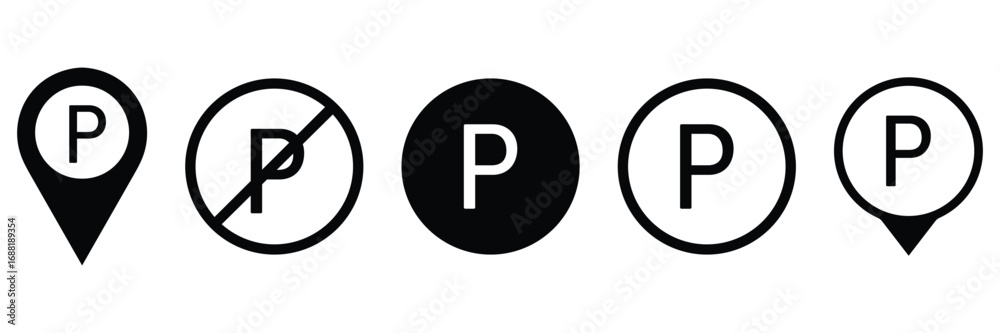 Parking symbols and icons for navigation, wayfinding, and urban ...