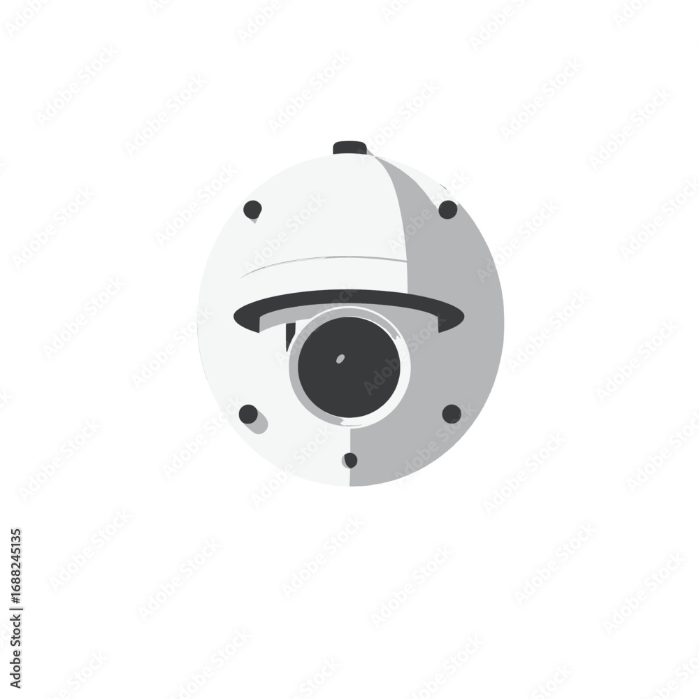White Surveillance Camera Icon on Isolated White Background with Dark ...
