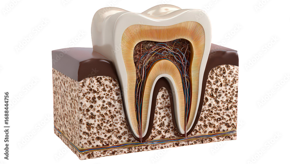 Cross Section Of Tooth Showing Decay And Gum Tissue Stock Photo | Adobe ...