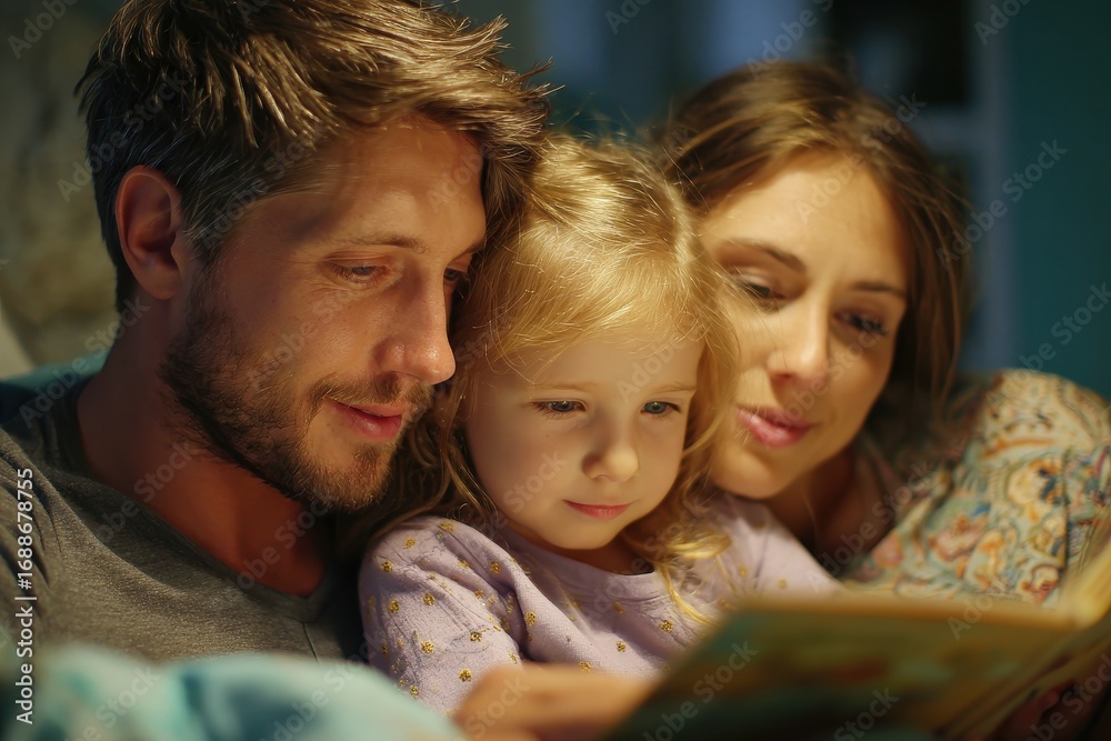 Joyful Family Bonding: Father Reading a Story to His Little Girl at ...