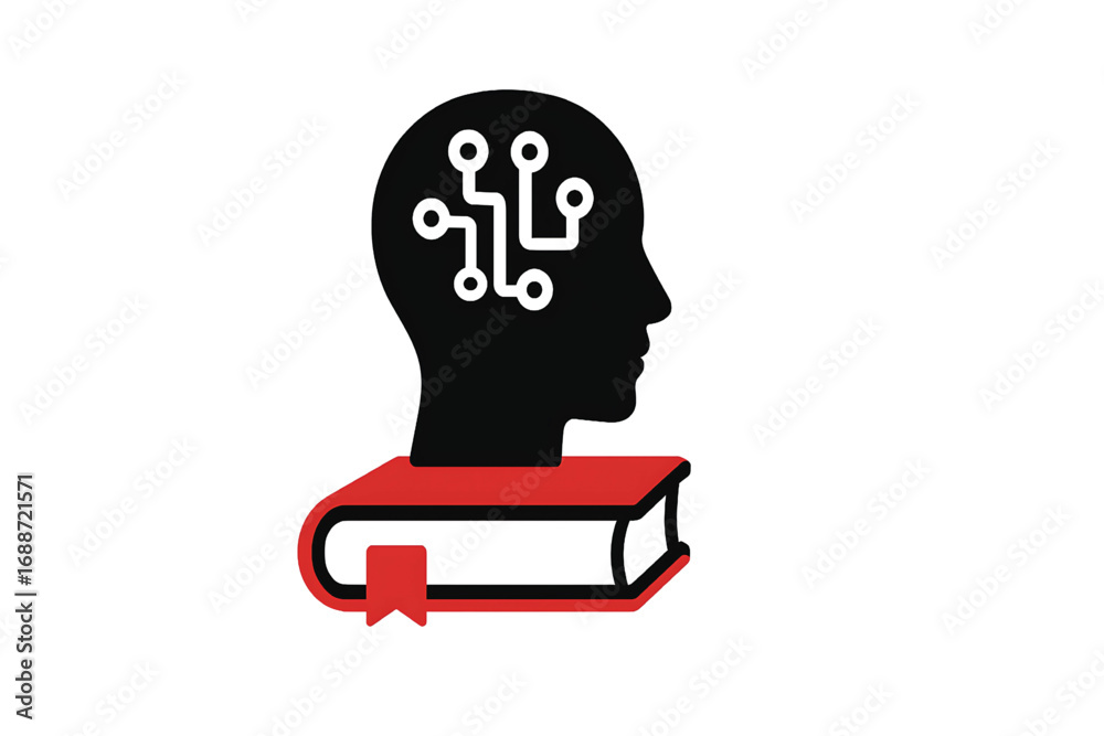 Vector of head robot with circuit and book. Symbol of LLM Large ...