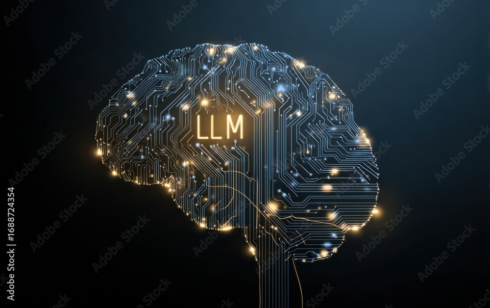 LLM Large Language Models. Modern digital illustration featuring the ...