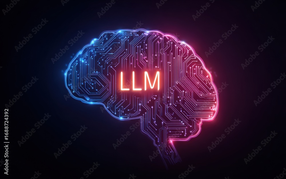 LLM Large Language Models. Modern digital illustration featuring the ...