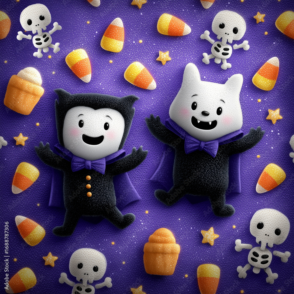 Illustration Stock A Halloween design featuring vampire characters ...