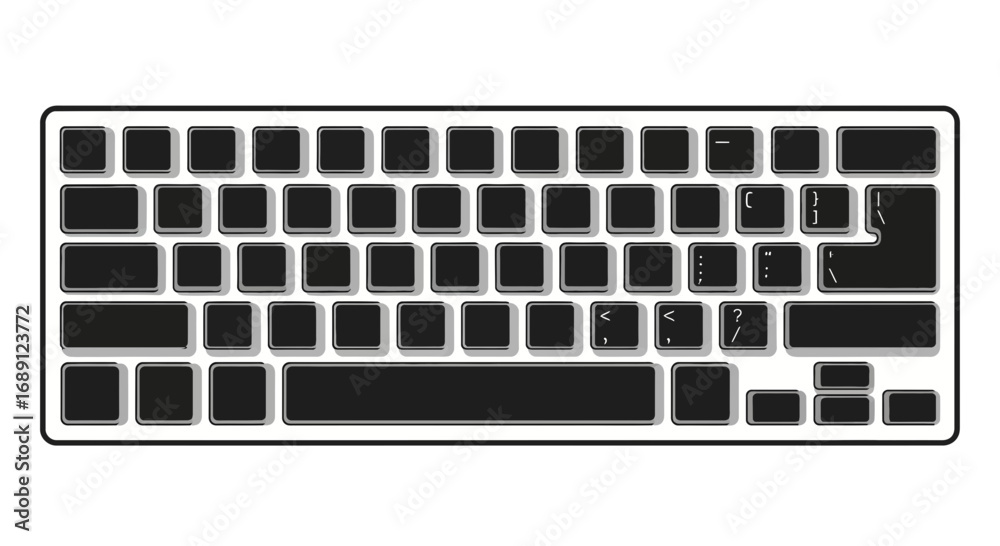 keyboard illustration, computer keyboard icon, black and white keyboard ...