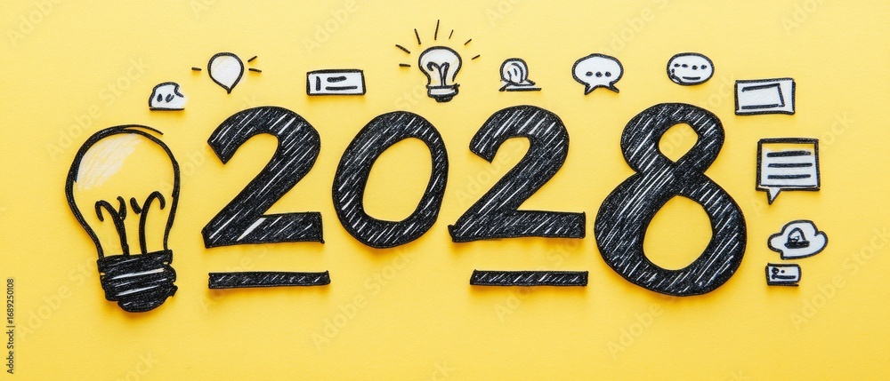 2028 New Year Vision: Hand-Drawn Numbers with Idea and Communication ...