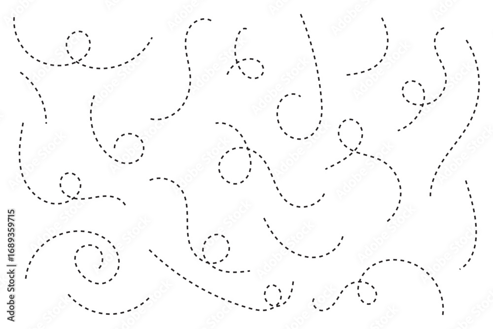 Line path. Dotted line path. Routes set. Dotted pathways. Airplane ...