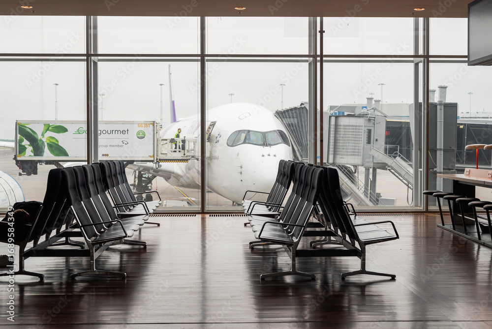 Stock-Foto „July 15, 2025, Sweden Stockholm, airport terminal for ...