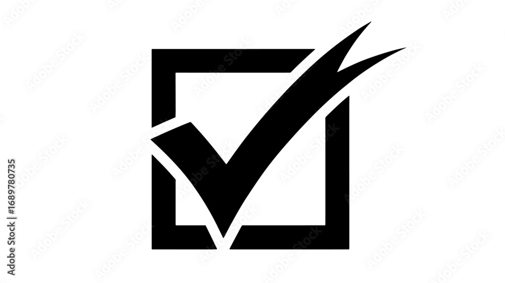 Vector de Stock Check Mark Icon Black Square Tick Graphic for Approval ...