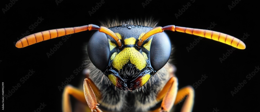 Foto de Stock Extreme close-up of a wasp’s face showing detailed ...